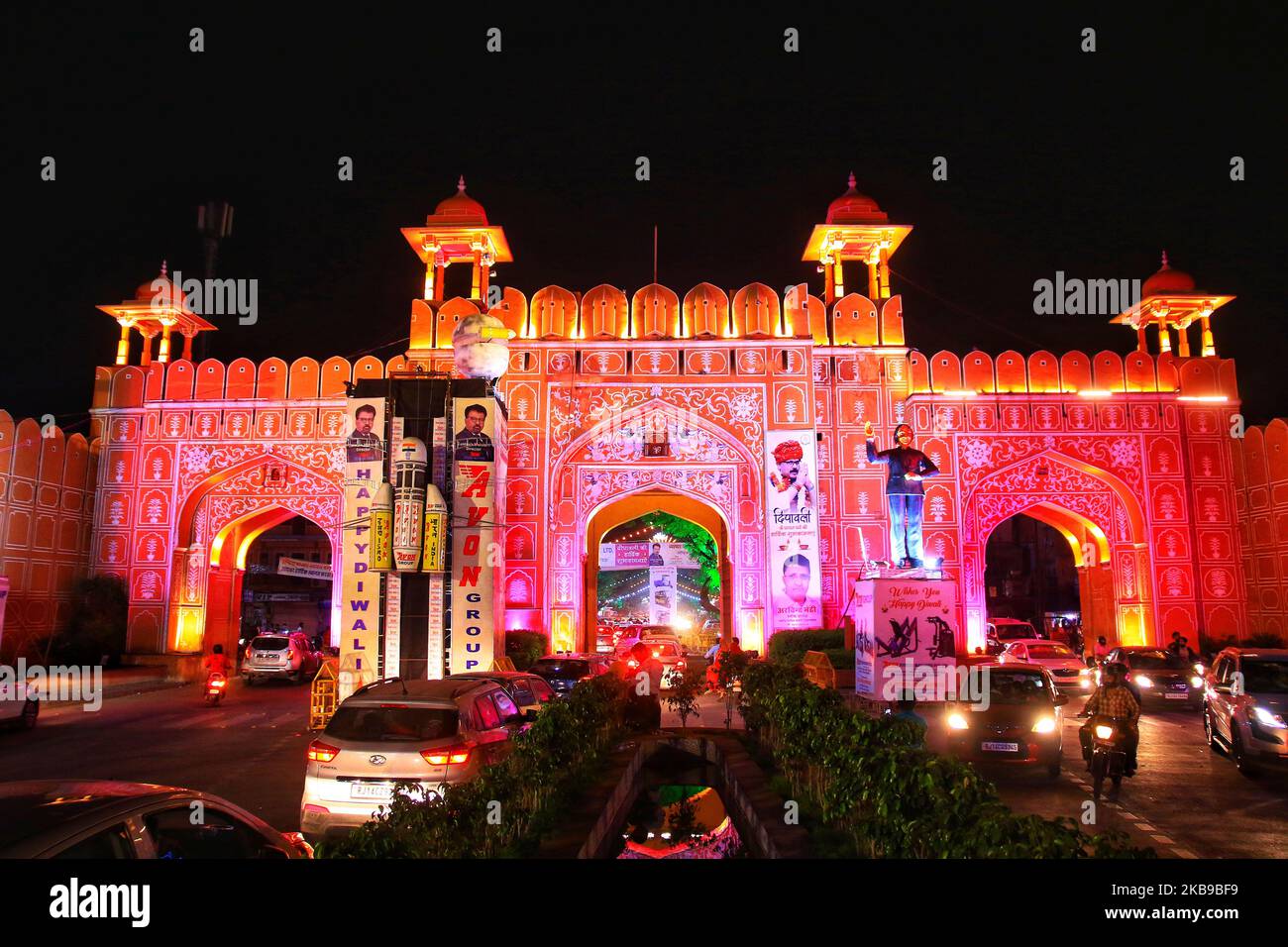 A Illuminated view of 'walled city' on the occasion of Diwali Festival ...