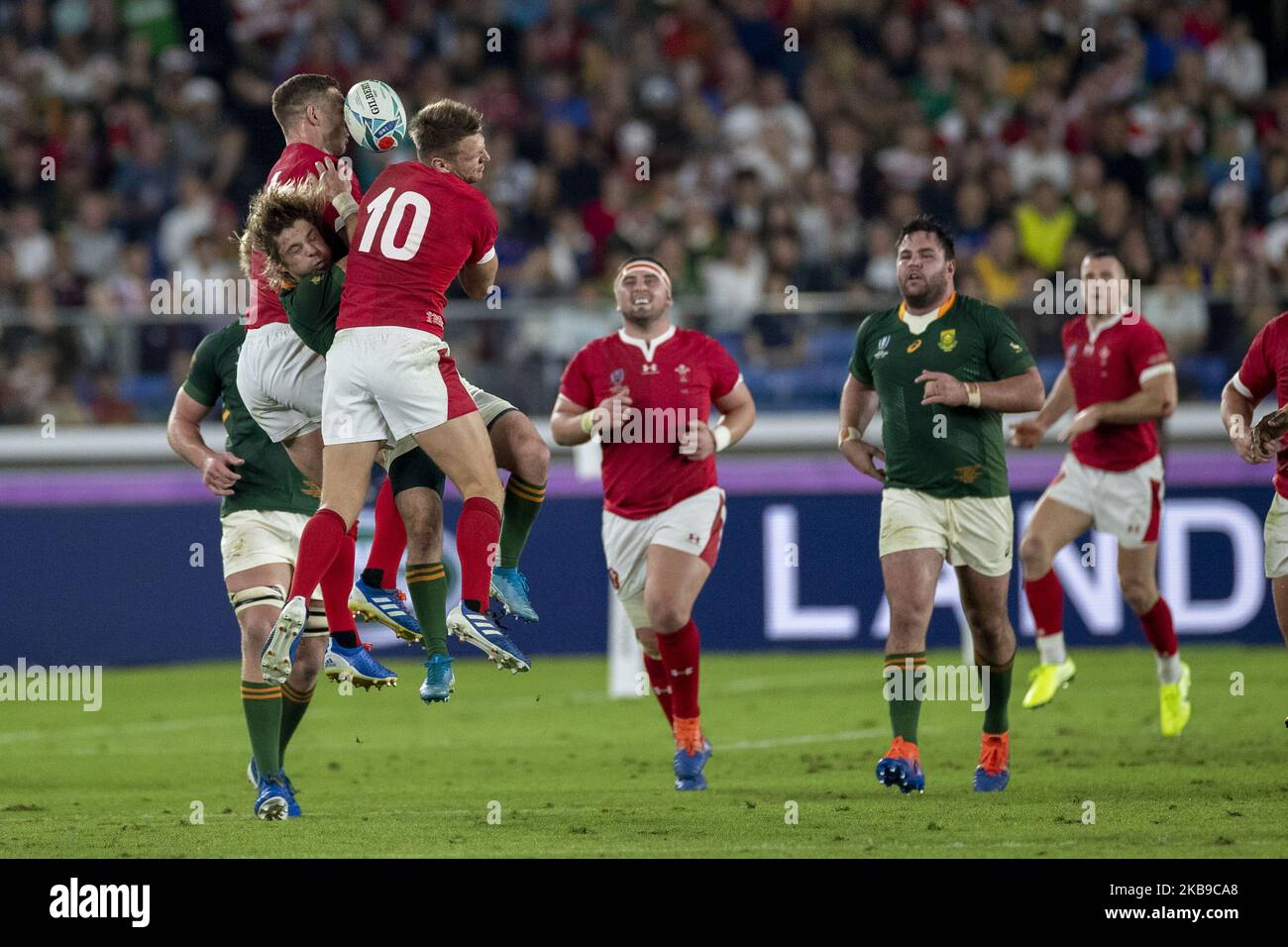 Faf de Klerk of South Africa kicks the ball during the first half of a ...