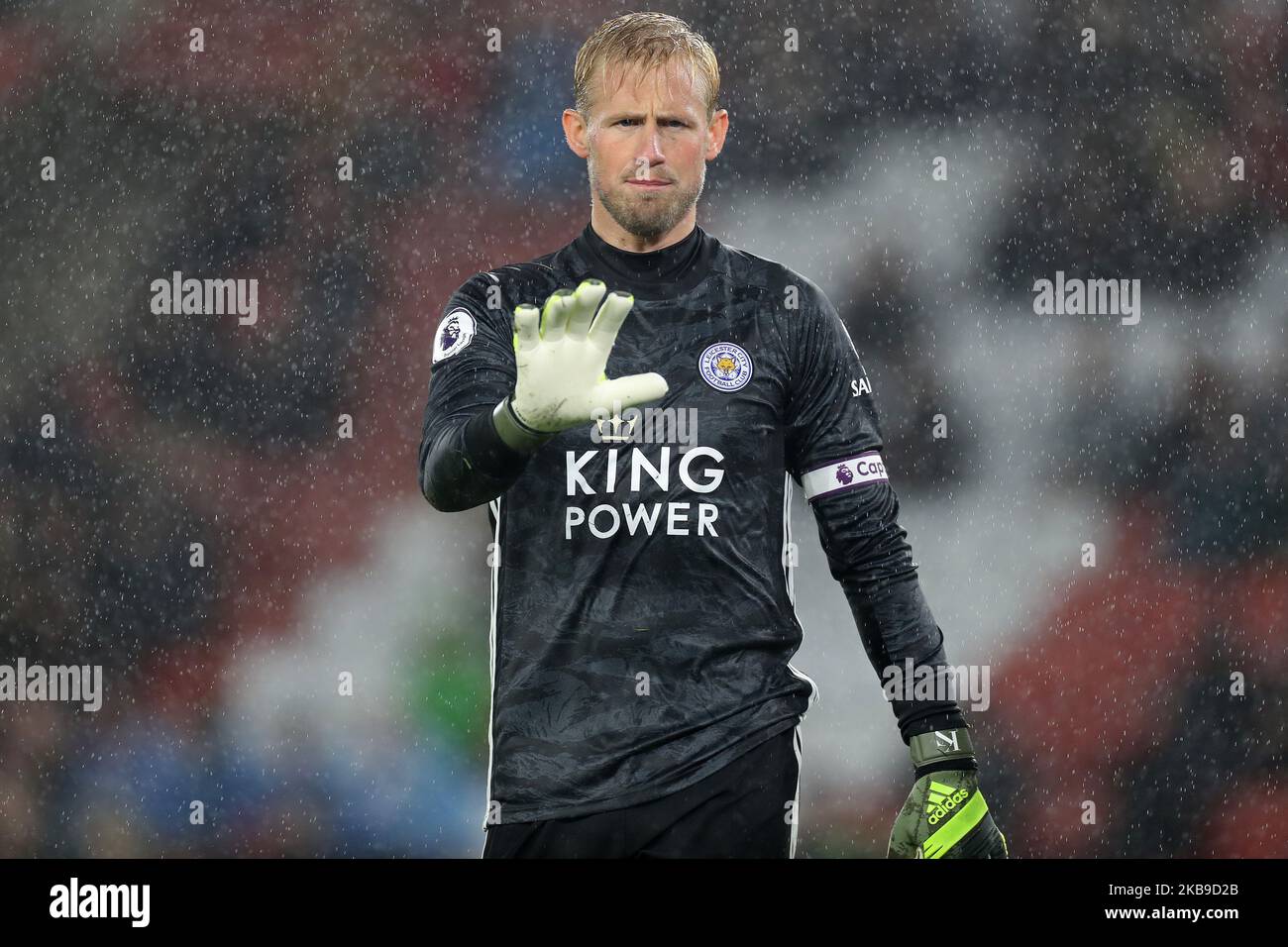Leicester City goalkeeper Kasper Schmeichel during the Premier League ...