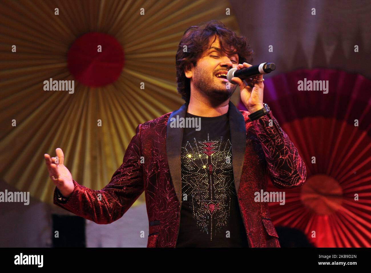 Singer Javed Ali performing during an event titled 'Dilli Ki Diwali' at Connaught Place in New ...