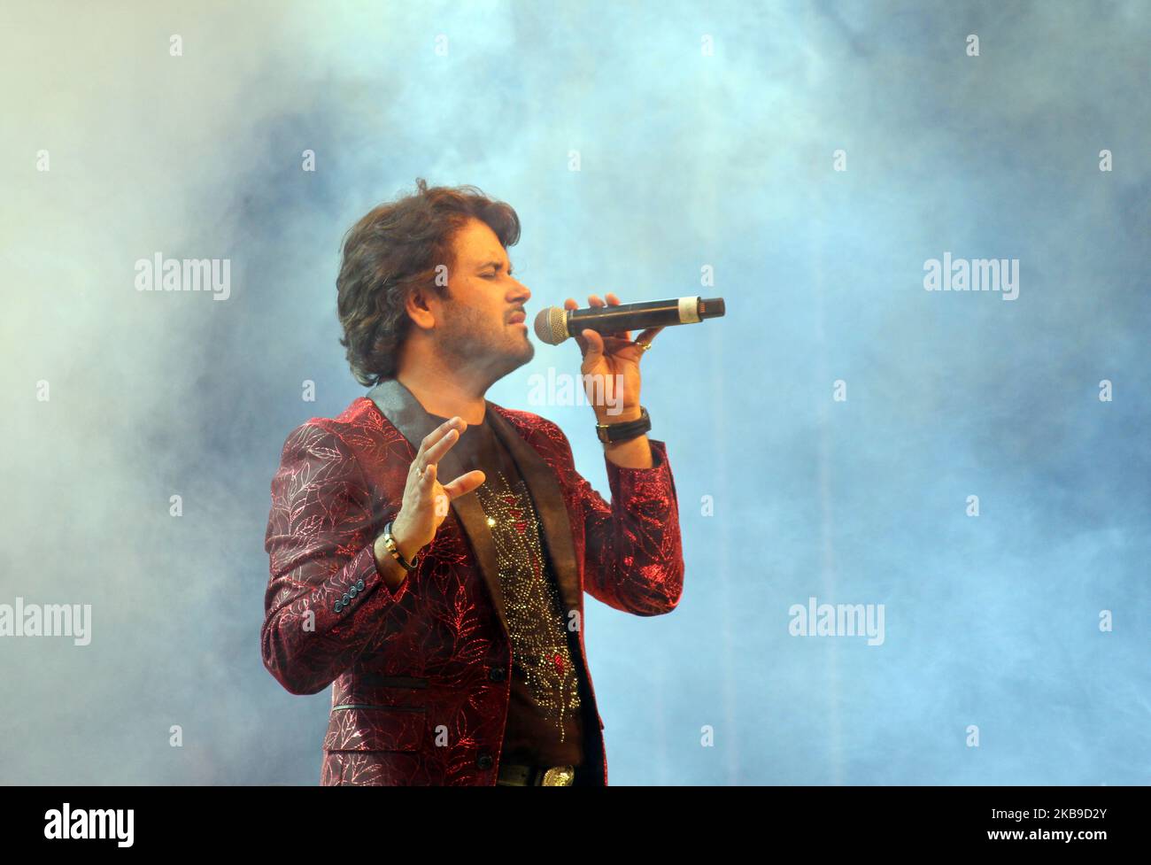 Singer Javed Ali performing during an event titled 'Dilli Ki Diwali' at ...