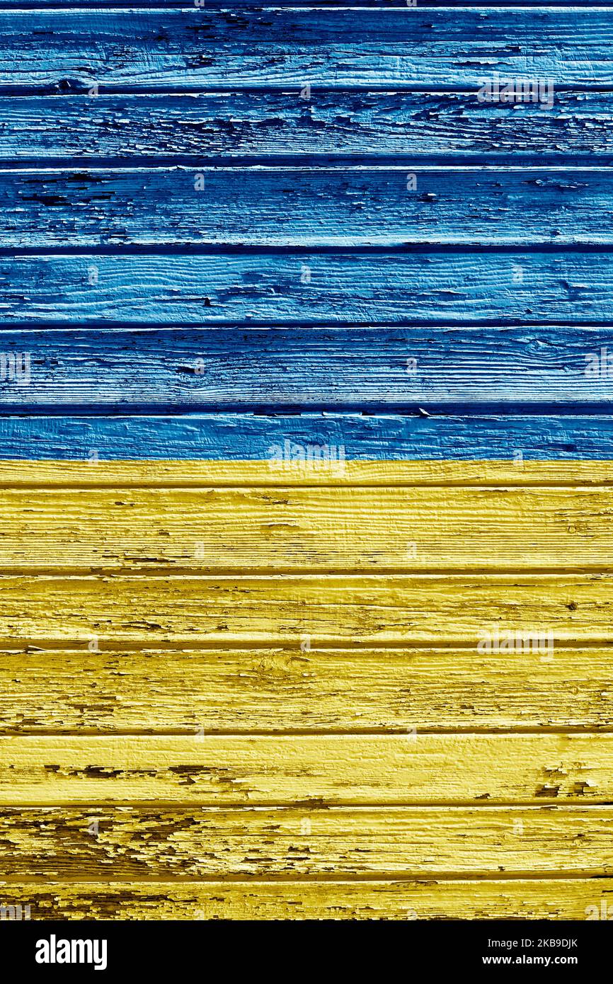 flag of Ukraine painted on wooden frame Stock Photo - Alamy