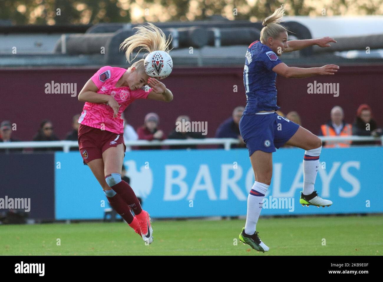 Alisha Lehmann of West Ham United WFC heading the ball which lead to ...