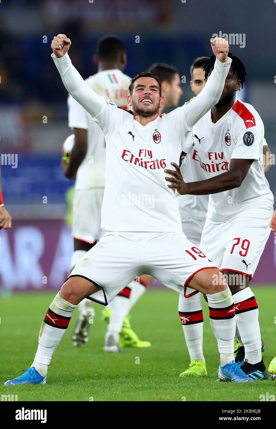 Theo Hernandez of Milan celebrates after scoring during the Serie A ...