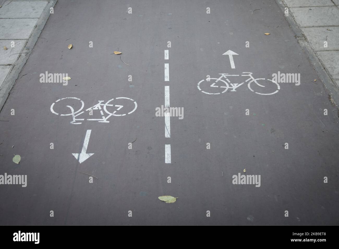 A bike path at the center of Athens, Greece on 28 October, 2019. (Photo ...
