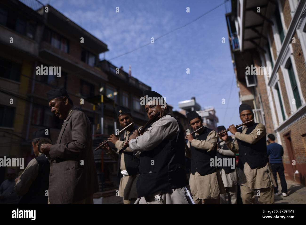 Newari People playing traditional instruments during Newari New Year ...