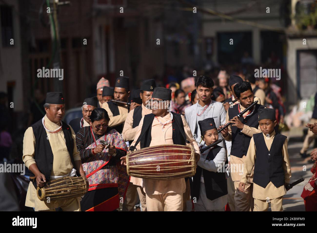 Newari People playing traditional instruments during Newari New Year ...