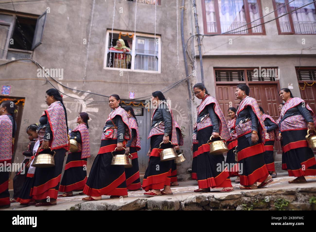 Newari people participate in parade of Nhu Dan (the Newari New Year ...