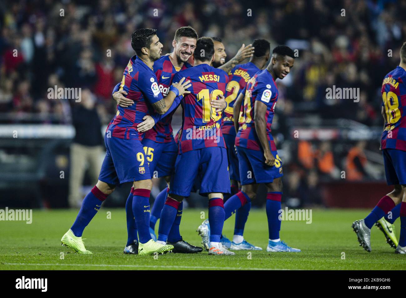 15 Clement Lenglet from France of FC Barcelona celebrating his goal ...