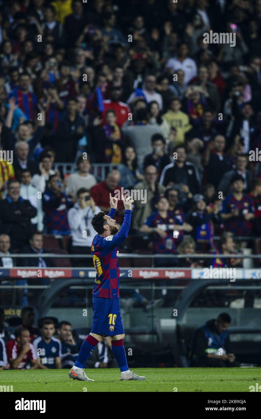 10 Lionel Messi from Argentina of FC Barcelona celebrating his goal ...