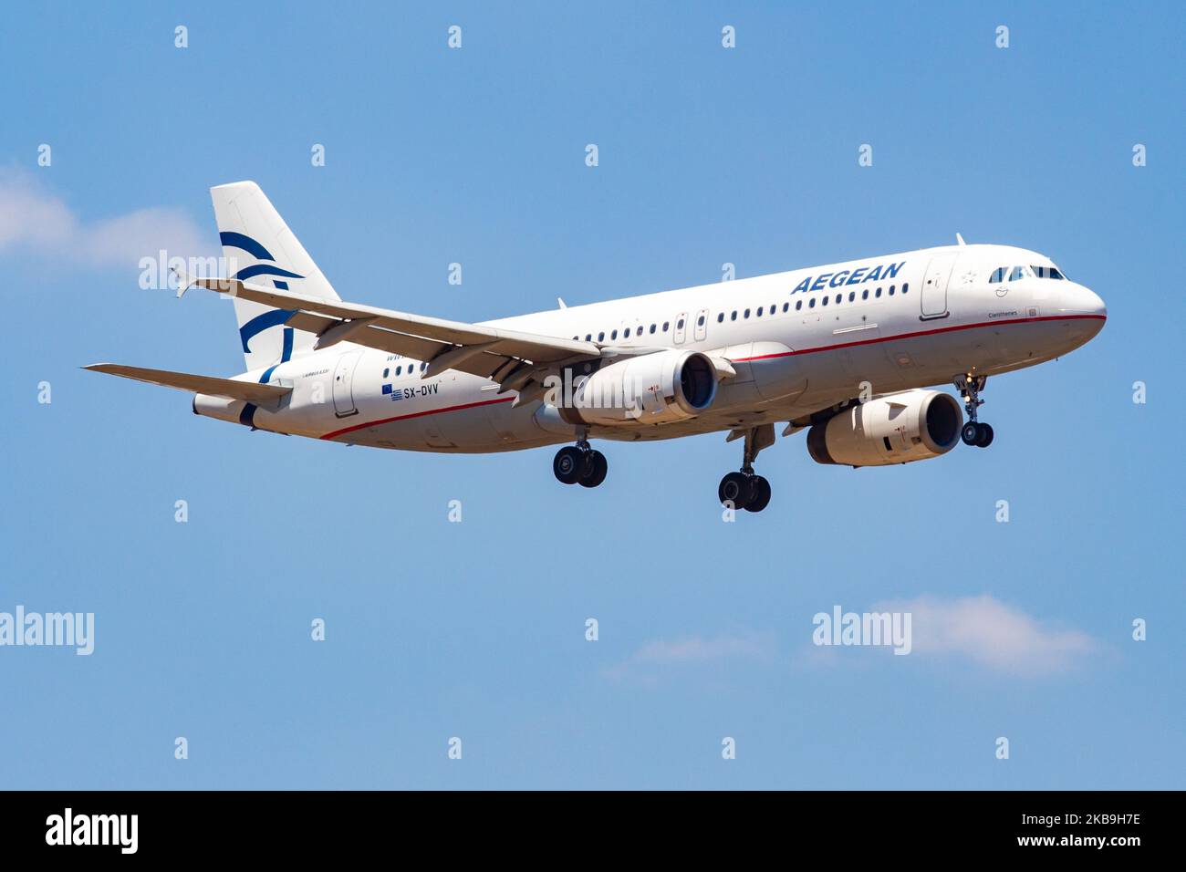 Aegean Airlines Airbus A320-200 aircraft as seen on final approach ...