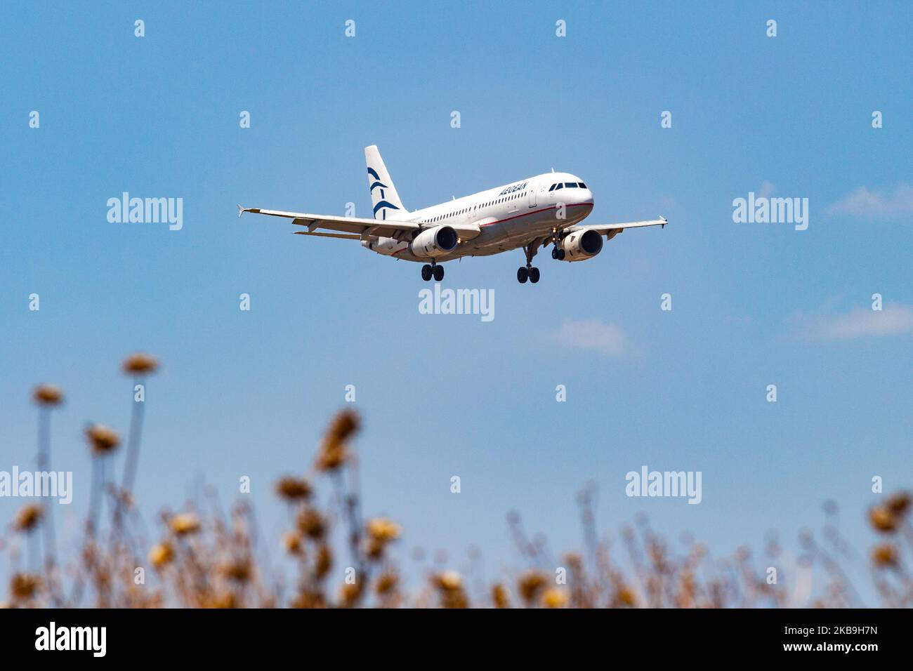 Aegean Airlines Airbus A320-200 aircraft as seen on final approach ...