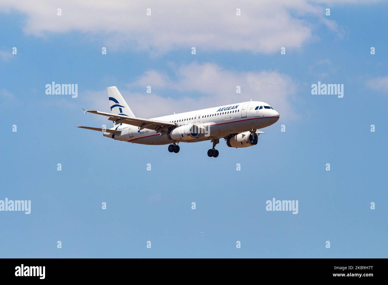 Aegean Airlines Airbus A320-200 aircraft as seen on final approach ...