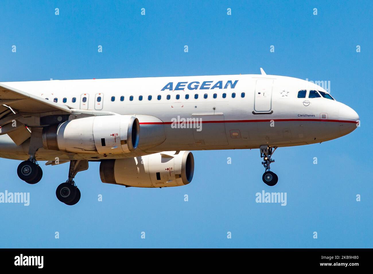 Aegean Airlines Airbus A320-200 aircraft as seen on final approach ...