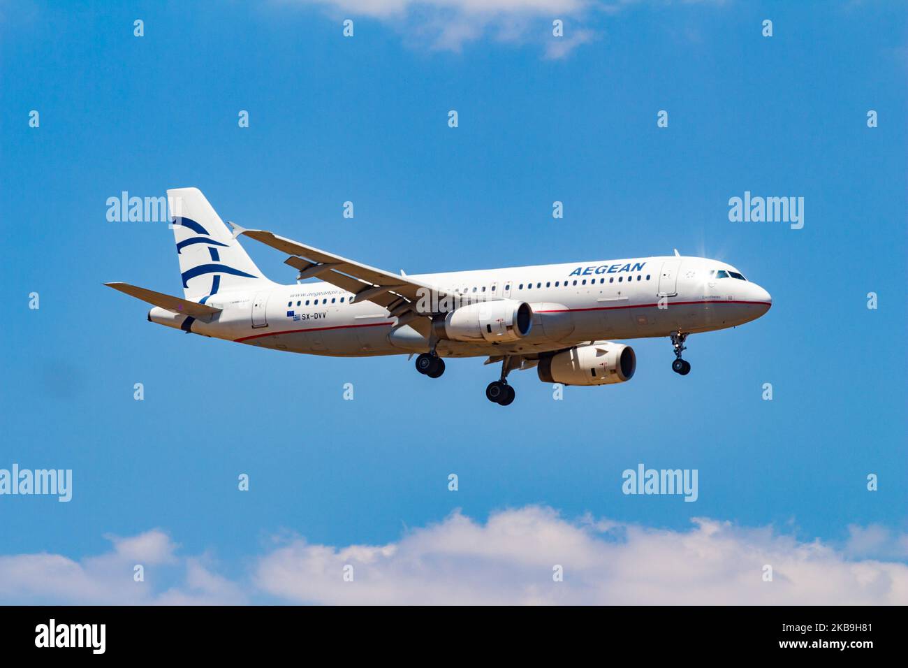 Aegean Airlines Airbus A320-200 aircraft as seen on final approach ...