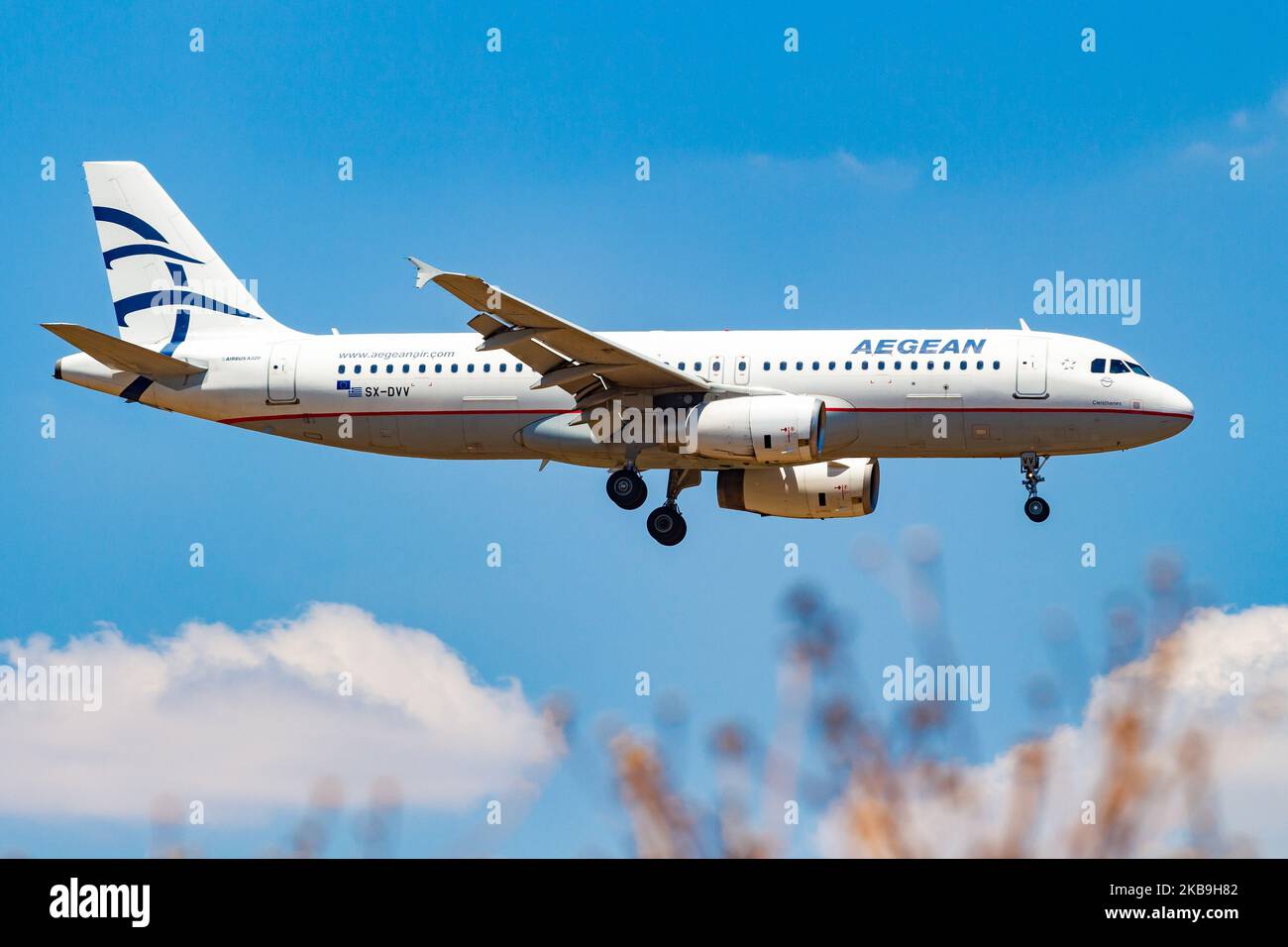 Aegean Airlines Airbus A320-200 aircraft as seen on final approach ...