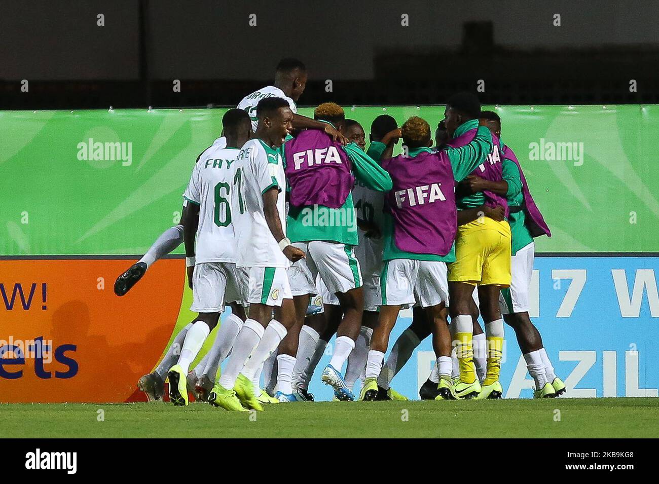 Senegal's players celebrate after Senegal defeat Netherlands 3-1 in the ...
