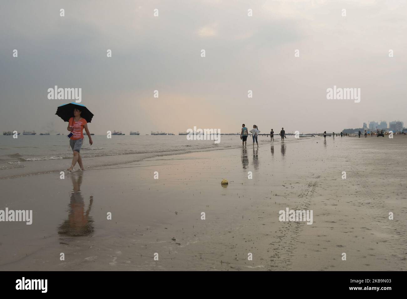 A general view of Silver Beach in Beihai during a claudy weather ...