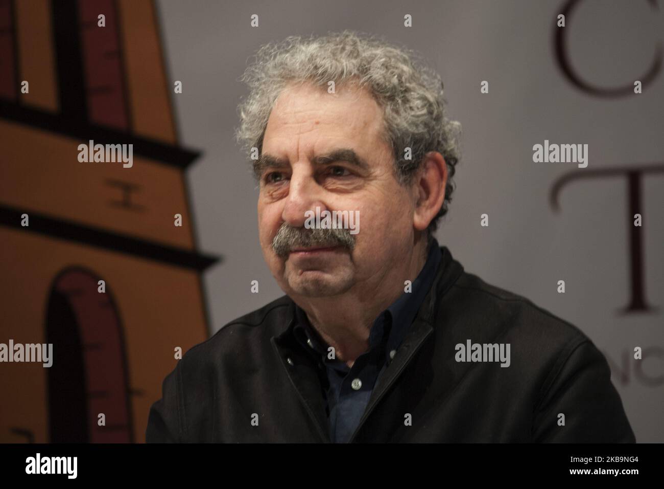 French philosopher Francis Wolff during a tour at the tlaxcala fair as ...