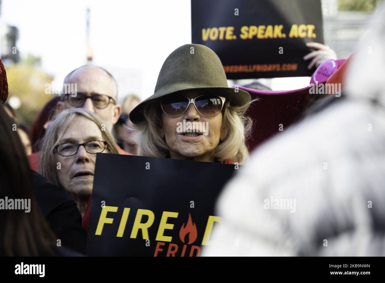 Actress Jane Fonda participates in a ''Fire Drill Fridays'' climate ...