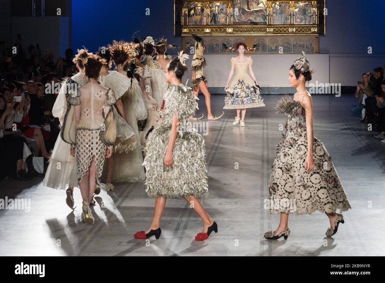 Models walk the runway during Guo Pei's first ever runway show in the ...