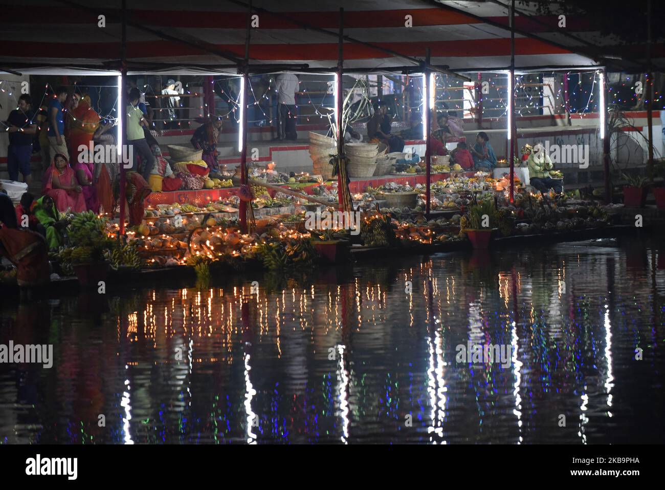 Nepalese Hindu Devotees arrives with the offerings around the Ganga ...