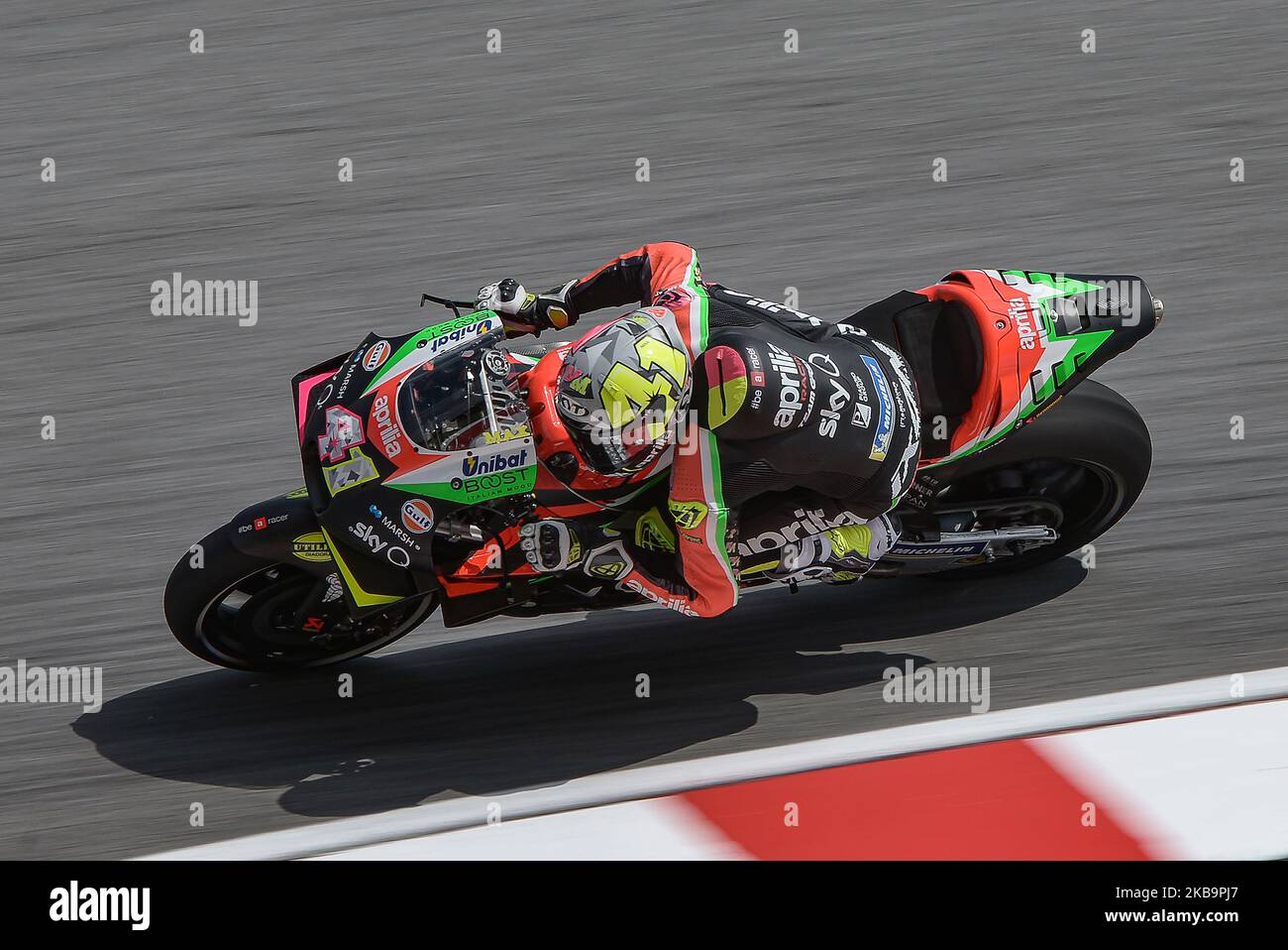 Spanish MotoGP rider Aleix Espargaro of Aprilia Racing Team Gresini in action during the first ...