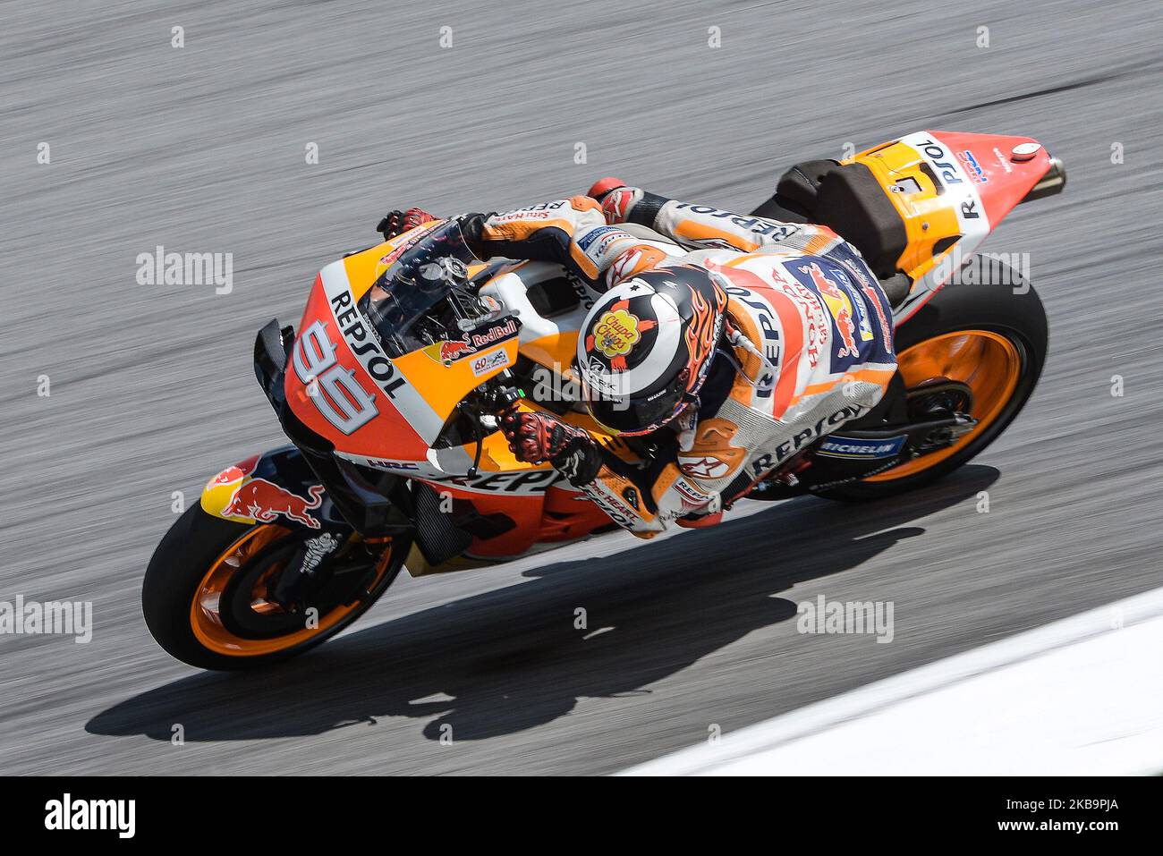 Spanish MotoGP rider Jorge Lorenzo of Repsol Honda Team in action during the first practice ...