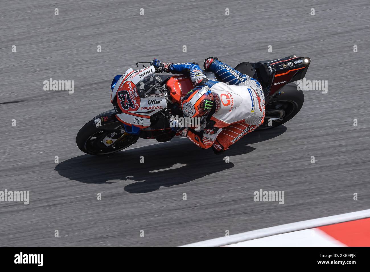 Italian MotoGP rider Francesco Bagnaia of Pramac Racing Ducati team in action during the first ...