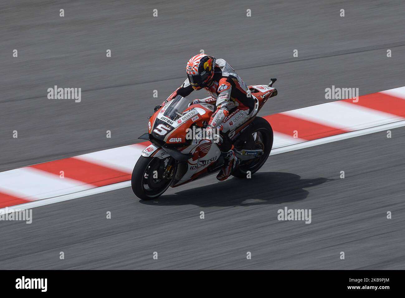 French MotoGP rider Johann Zarco of LCR Honda team in action during the first practice session ...
