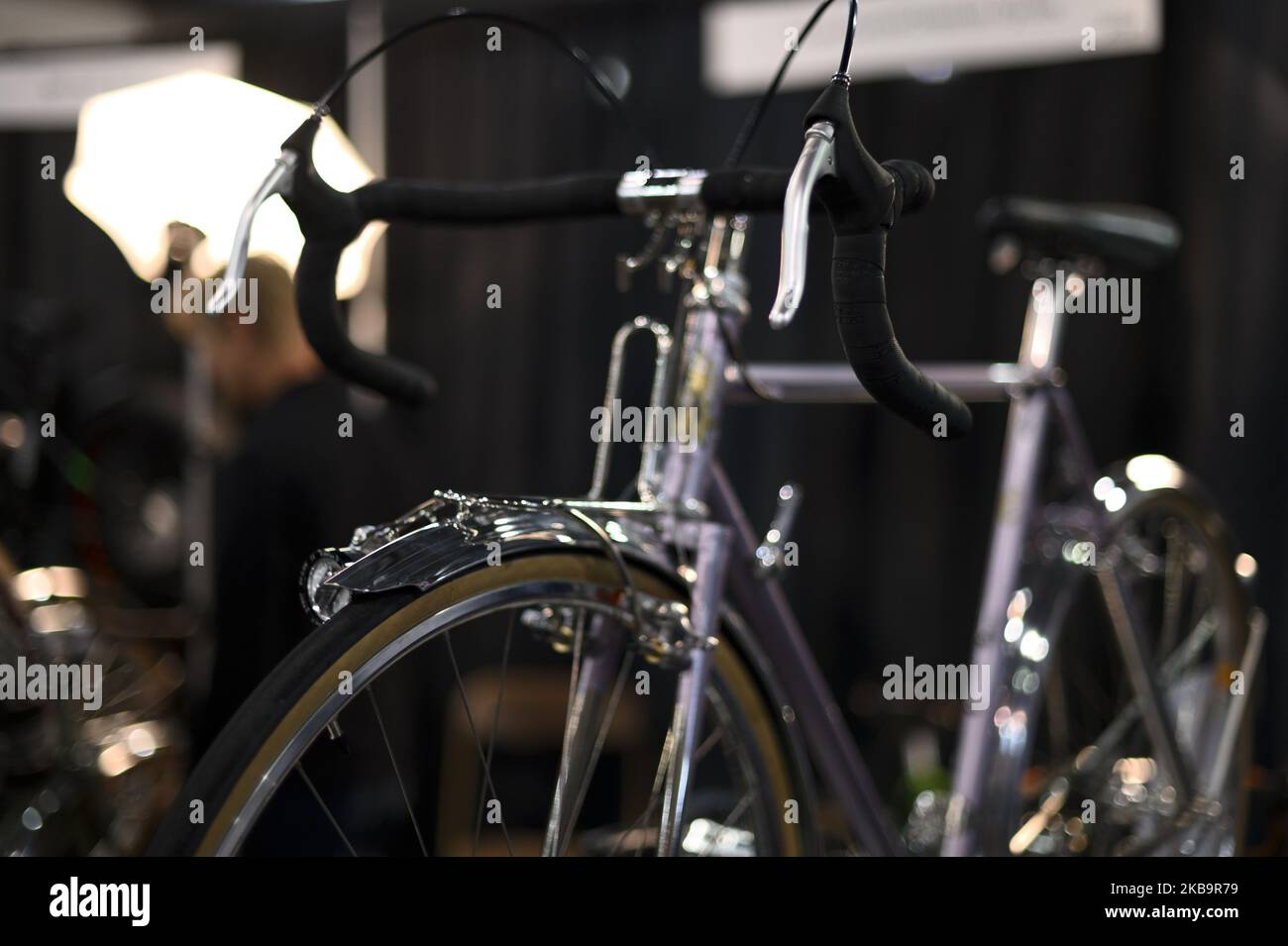 Bicycle on display at a vendors booth as Bike-enthusiast, cyclist and ...