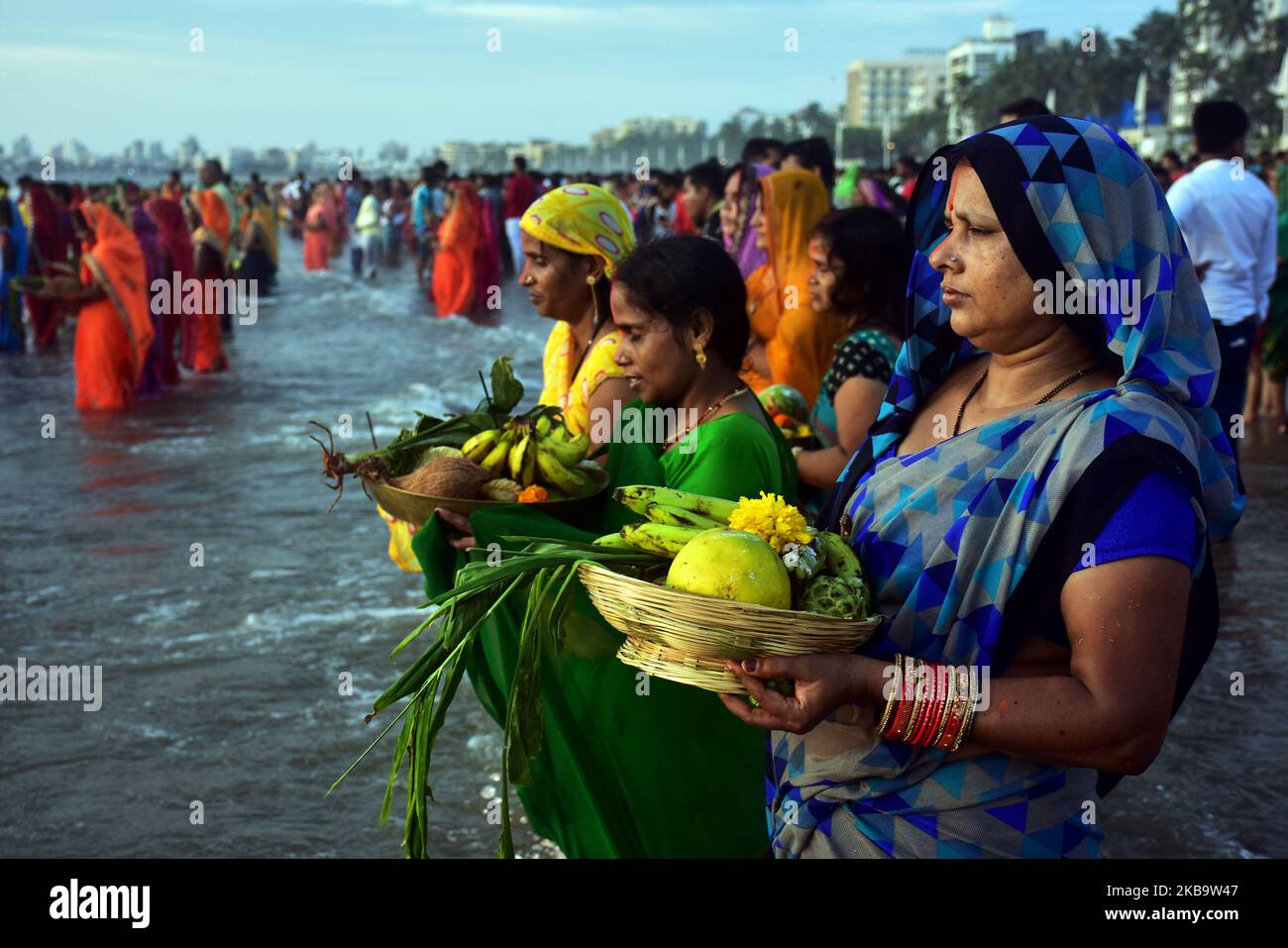 Indian Hindu devotees take part in the rituals of Chhath Puja festival ...