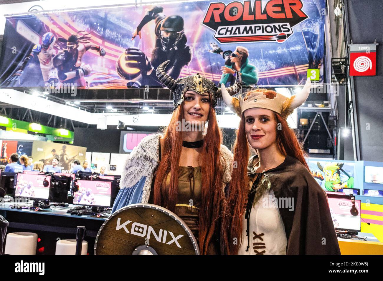 Cosplayers pose in costume at the Porte de Versailles exhibition center ...