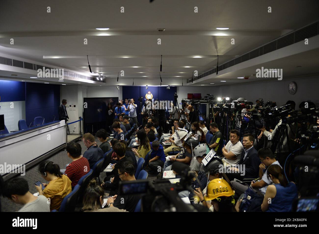Reporters are seen during a Police Press Conference in Hong Kong, China ...