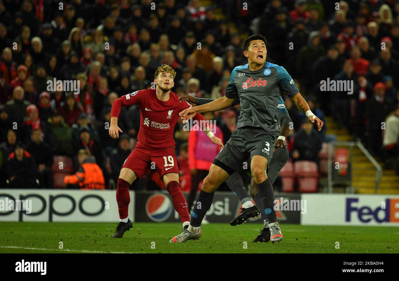Liverpool, UK. 01st Nov, 2022. #19 Harvey Elliott, #3 Minjae Kim in ...