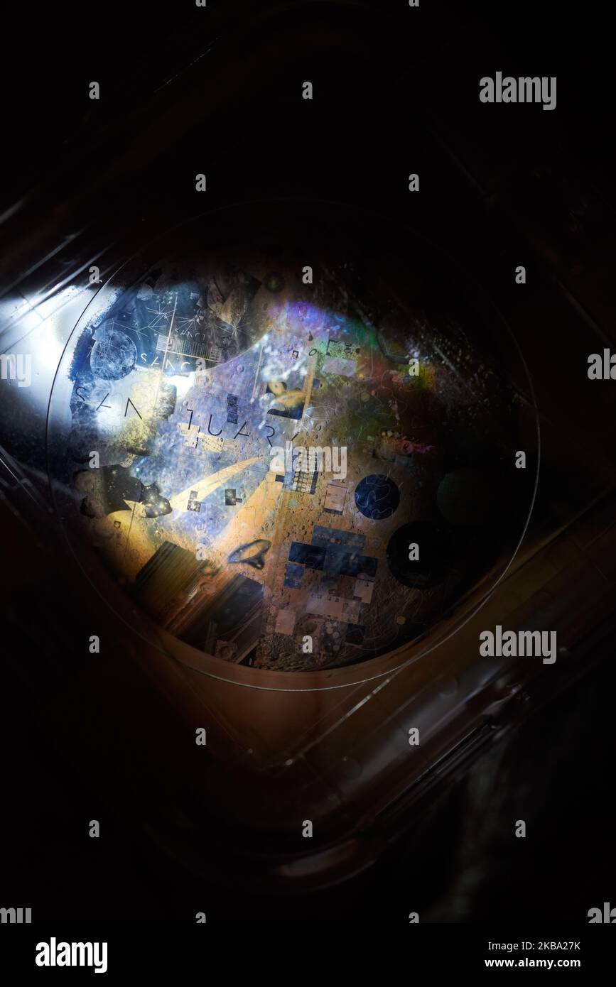 Close-up of the prototype sapphire disk. For the fiftieth anniversary ...