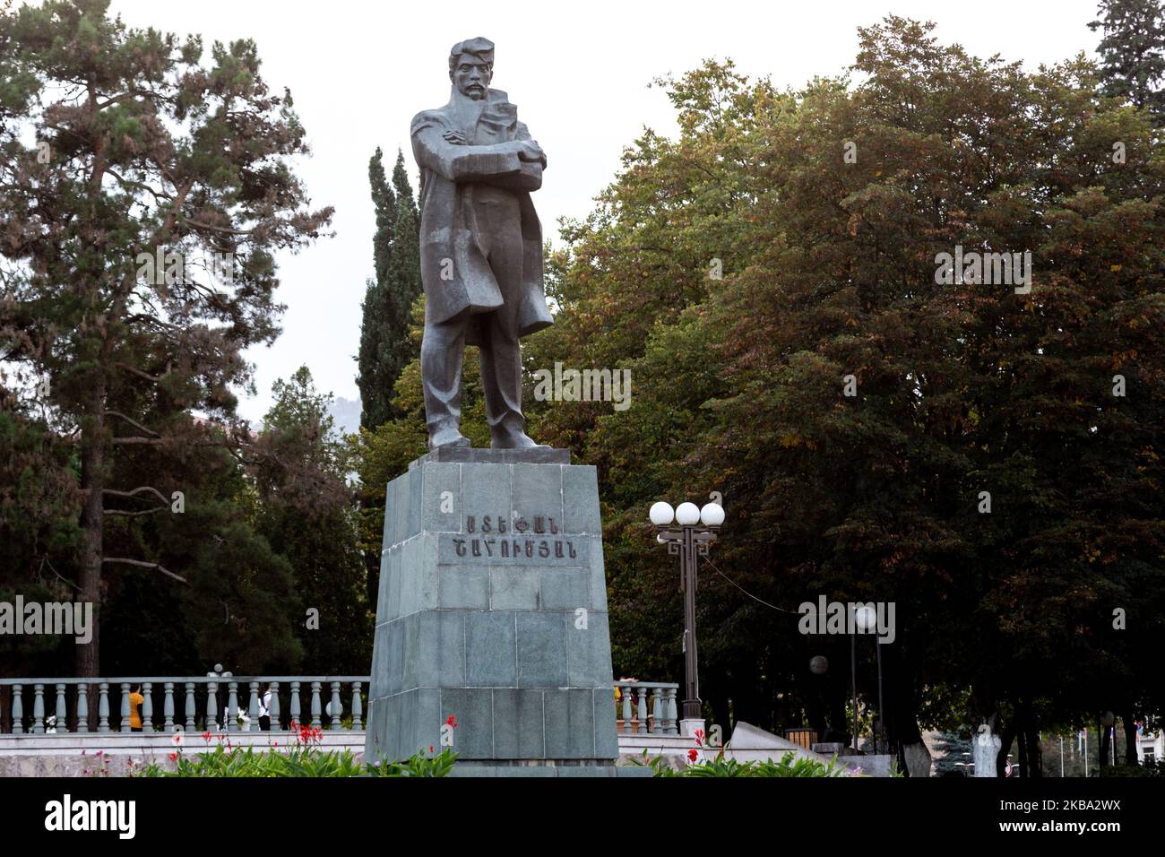 A statue of Stepan Shahumyan, Armenian polititian in Stepanakert, a ...