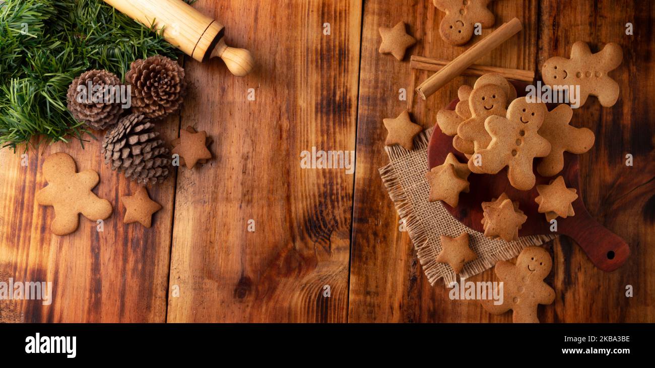 Homemade gingerbread man cookies, traditionally made at Christmas and ...