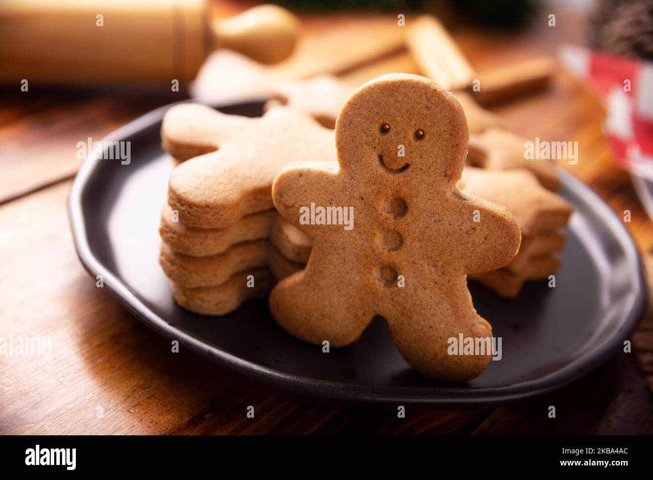 Homemade gingerbread man cookies, traditionally made at Christmas and ...