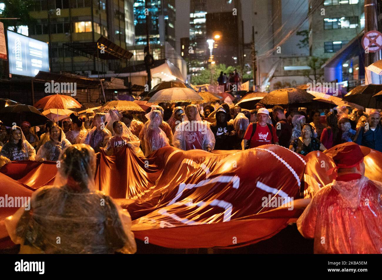 Members of Brazil's Homeless Workers' Movement (MTST) during protest ...