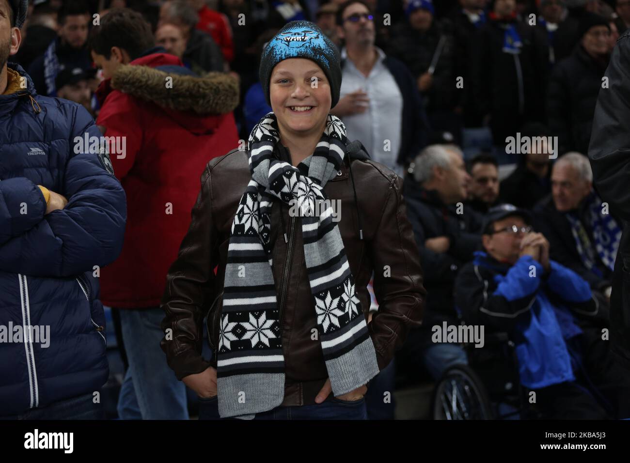Chelsea fan pictured during the 2019/20 UEFA Champions League Group H ...