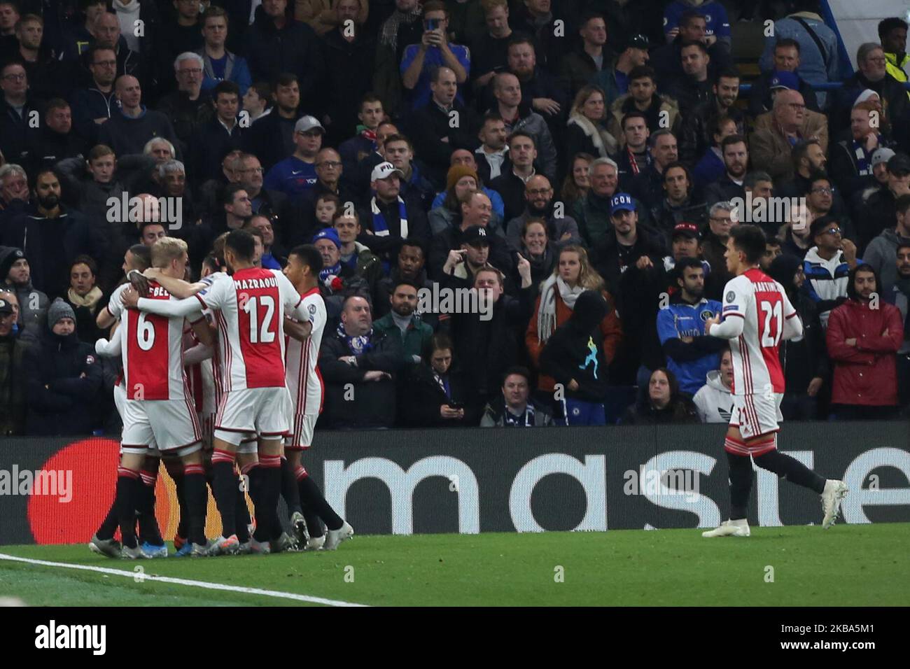 Ajax squad pictured during the 2019/20 UEFA Champions League Group H ...