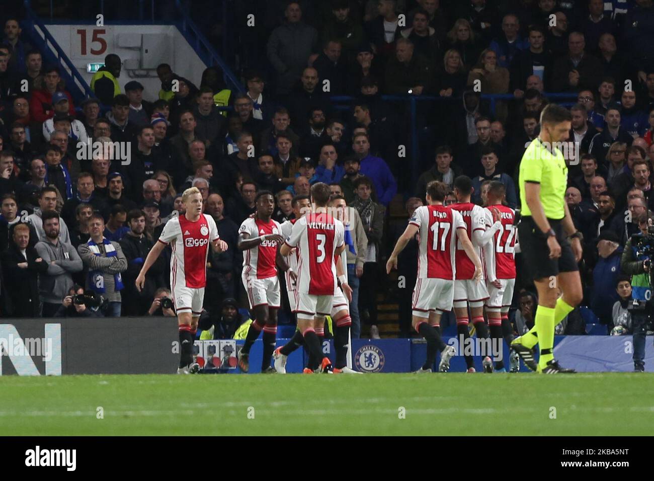 Ajax squad pictured during the 2019/20 UEFA Champions League Group H ...