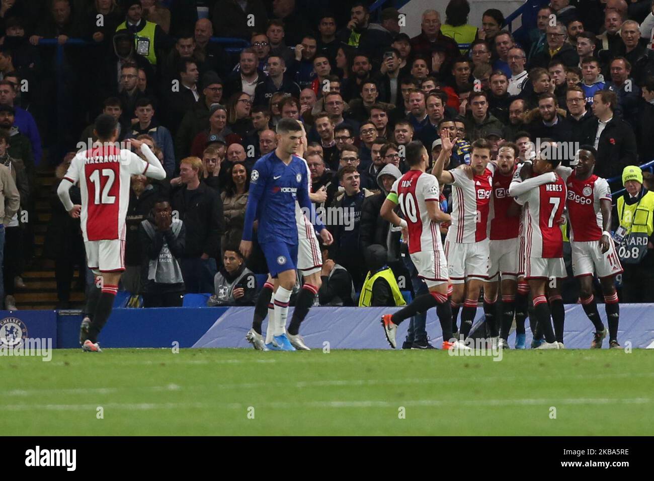 Ajax squad pictured during the 2019/20 UEFA Champions League Group H ...