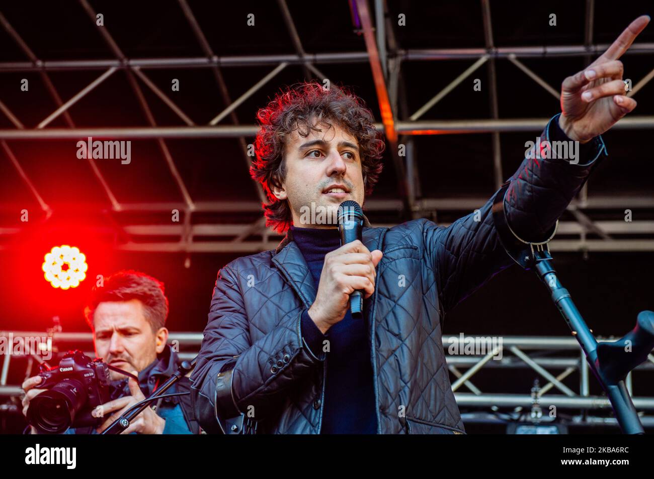 Leader of the political party Groen Links, Jesse Klaver, is seen giving ...