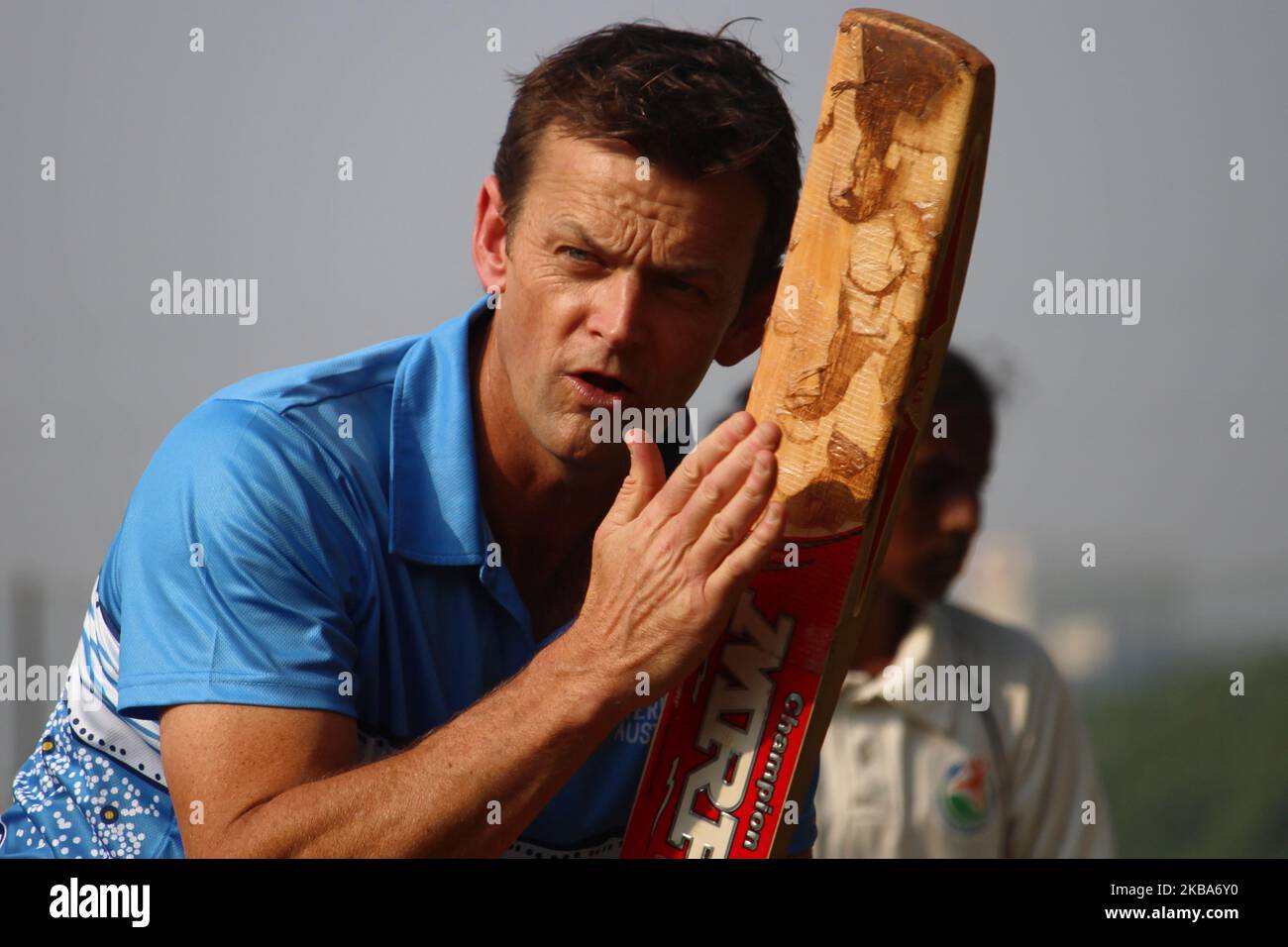 Former Australian Cricketer Adam Gilchrist reacts during a practice ...