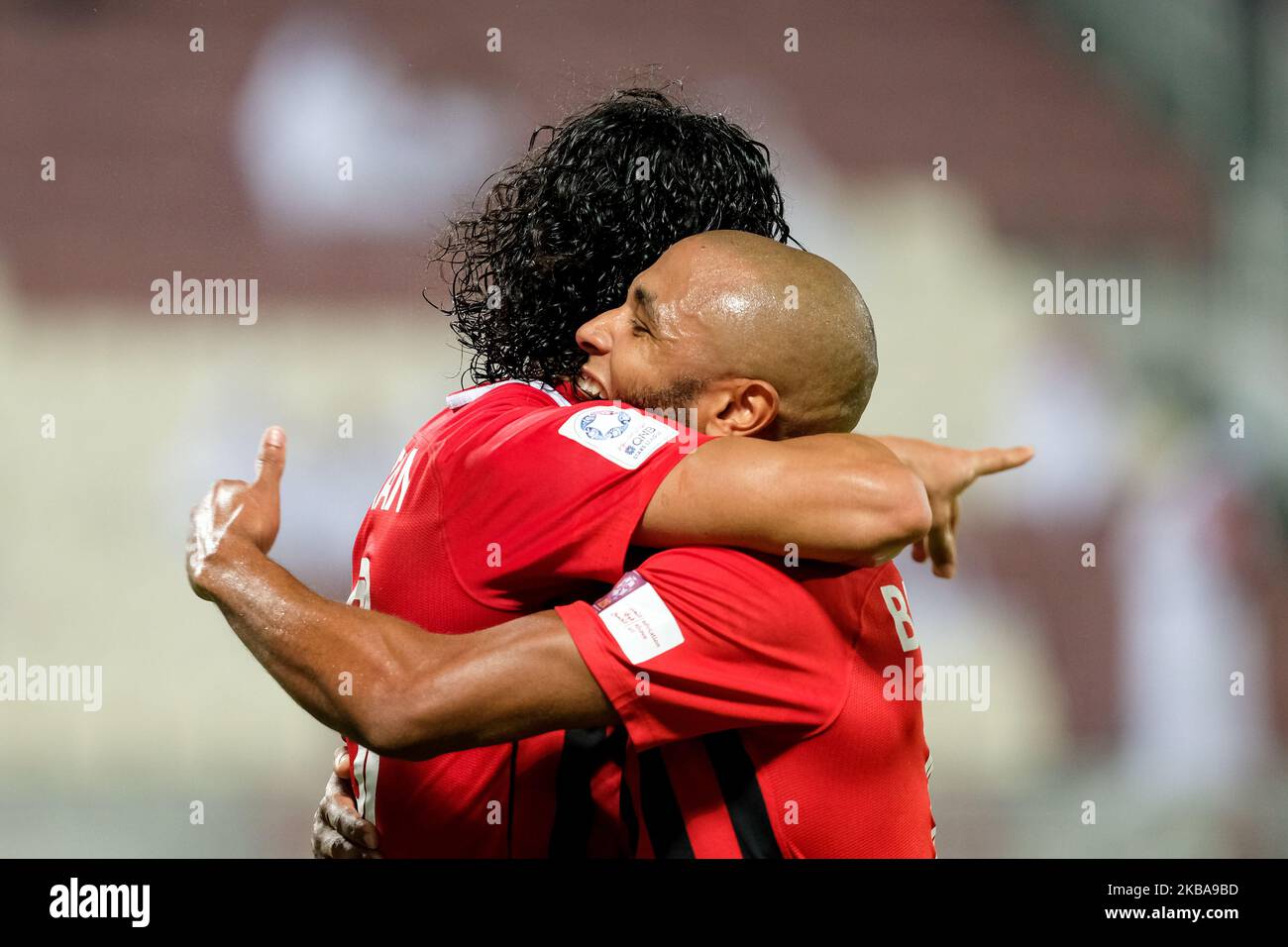 Al Rayyan's Sebastián Soria celebrates his second goal with Yacine ...