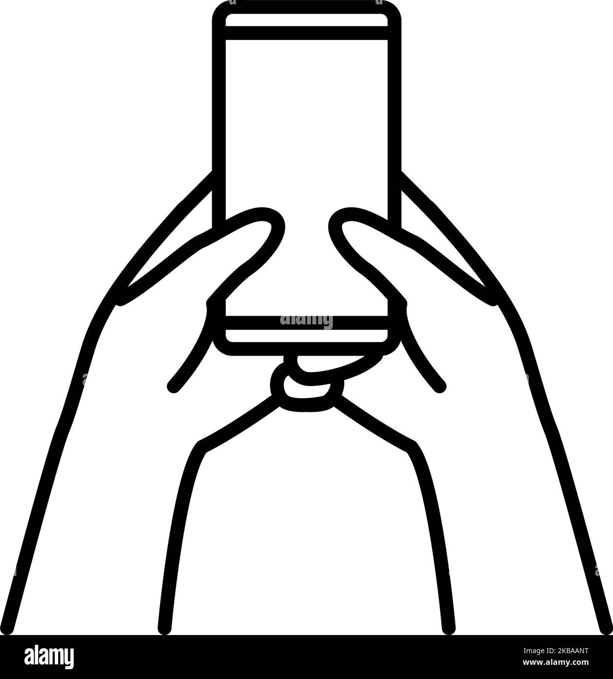 Smartphone operation, simple line drawing of two hands holding a ...