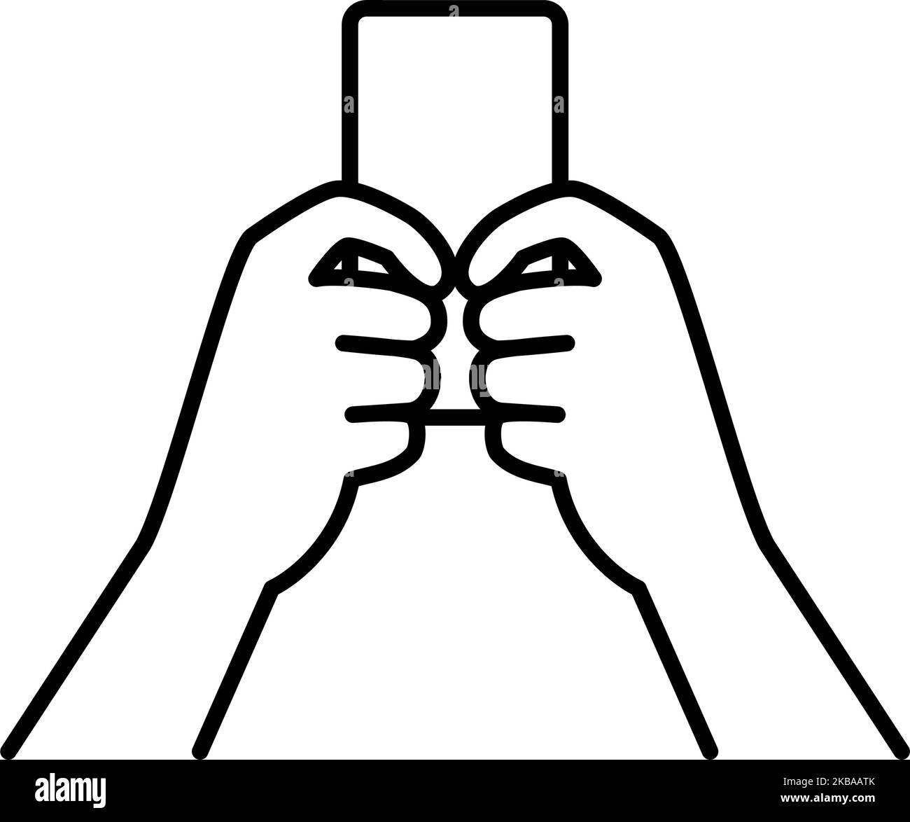 Smartphone operation, simple line drawing of two hands holding a ...