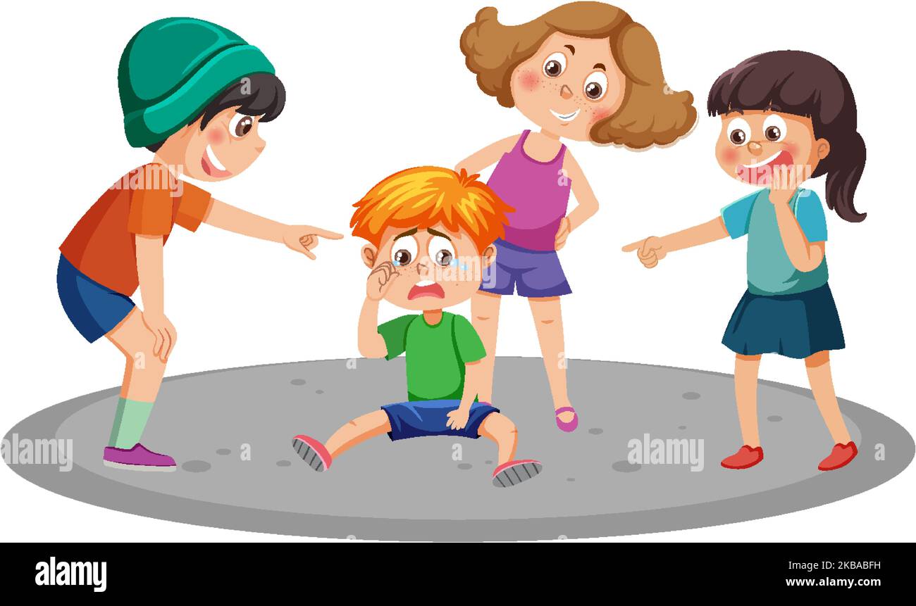 Children teasing their friend illustration Stock Vector Image & Art - Alamy